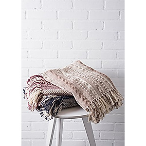DII Braided Striped Throw, 50x60, Stone