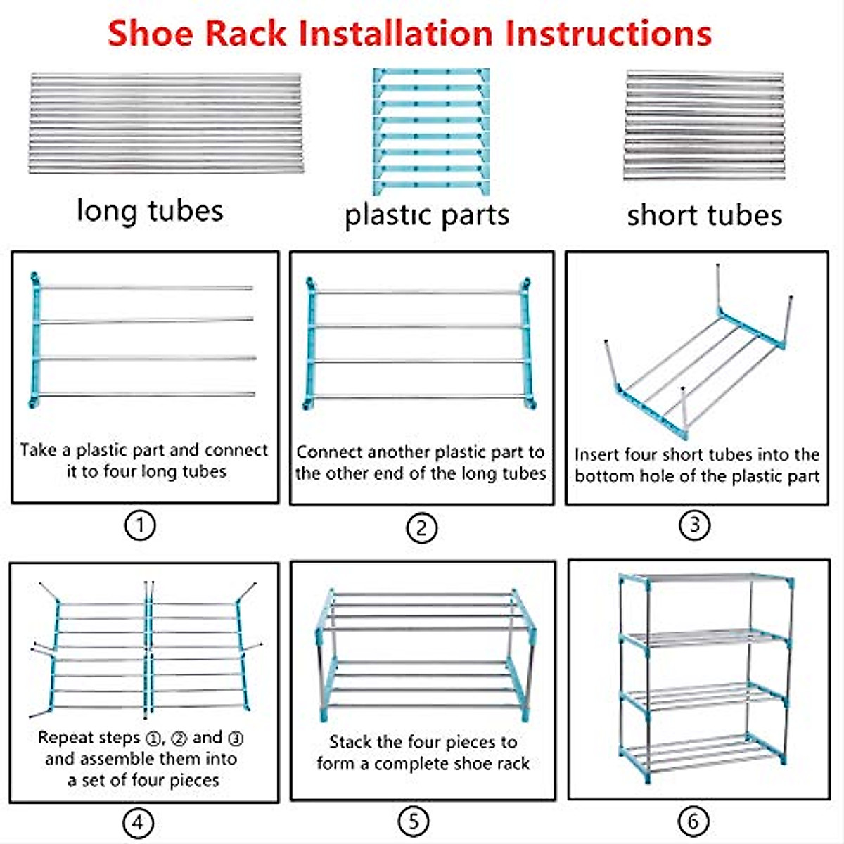 Xerhnan 3-Tier Stackable Small Shoe Rack, Lightweight Shoe Shelf Storage Organizer for Entryway, Hallway and Closet(Blue)