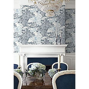 Surface Style - Peel and Stick Wallpaper, Scenic Wallpaper for Bedroom, Powder Room, Kitchen, Self Adhesive, Vinyl, 30.75 Sq Ft Coverage (Serene Scenes Collection, Sapphire)