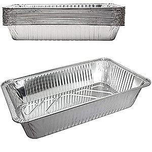 Durable Disposable Aluminum Foil Steam Roaster Baking Pans, Deep, Heavy Duty Baking Roasting Broiling 20 x 13 x 3 inches Thanksgiving Turkey Dinner (10)