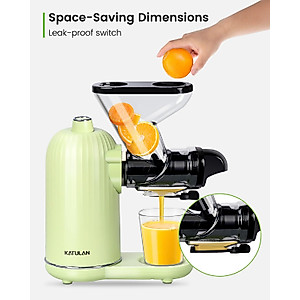 Katulan Compact Slow Juicer, Cold Press Juicer Machines with Auto-adjustable Speed for Nutrient & Vitamin Dense Fruits and Vegetables, Easy Clean Masticating Juicer with Reverse Function