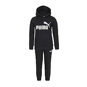 PUMA Boys' Pullover Hoodie & Jogger, Black, 3T