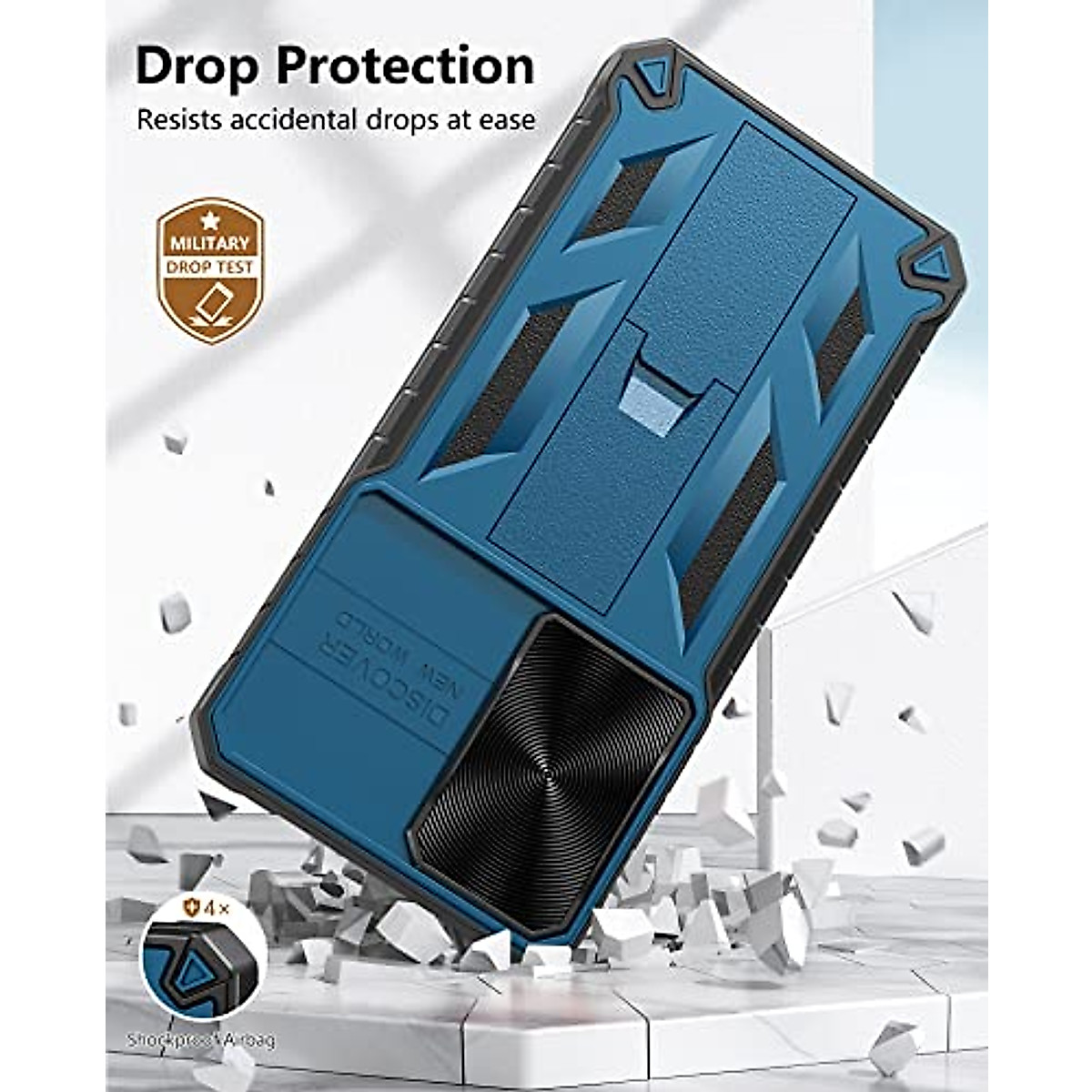 WTYOO for Samsung Galaxy S21 FE Case: Military Grade Drop Proof Protection Mobile Cover with Kickstand | Matte Textured Rugged Shockproof TPU | Protective Sturdy Phone Case for Galaxy S21 FE 5G