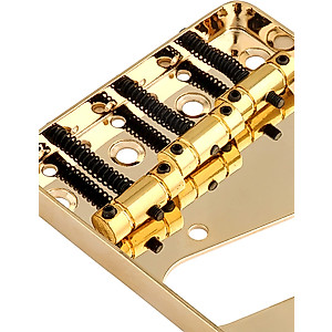 Bogart Guitar Bridge Tailpiece 3 Pcs Zinc Saddles Bridge for Vintage Tele Telecaster Style Electric Guitar Parts Top or Bottom Load Ashtray Style Gold.