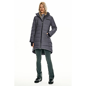 Orolay Women's Down Jacket Coat Mid-Length Darkgrey XL