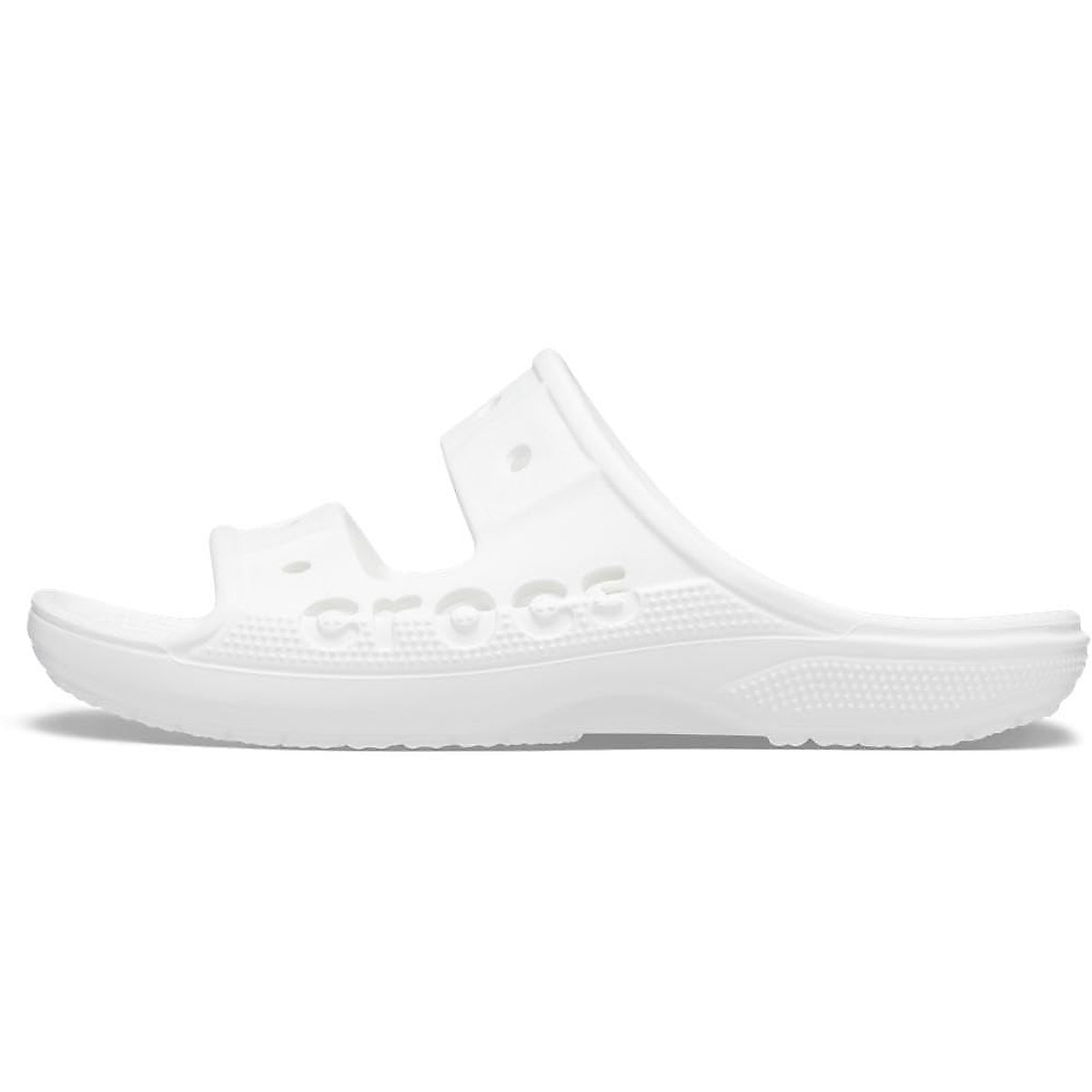 Crocs Unisex Men's and Women's Baya Two-Strap Slide Sandals, White, Numeric_13 US
