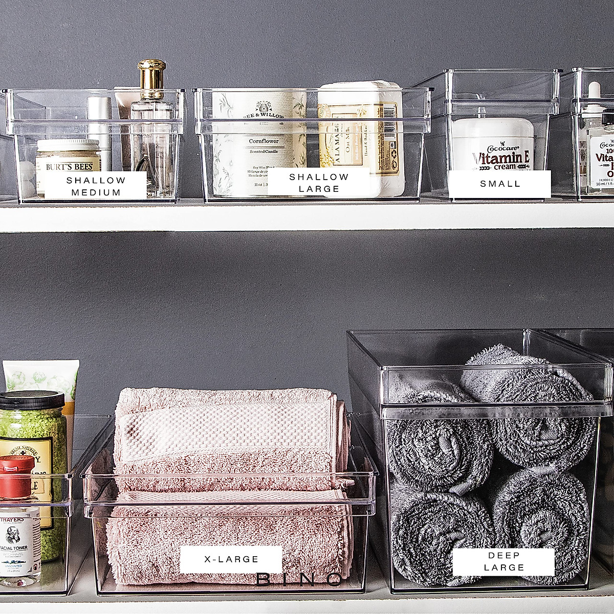 BINO | Plastic Storage Bins, Large - 12 Pack | THE HANDLER COLLECTION | Multi-Use Organizer Bins | Built-In Handle | BPA-Free | Pantry Organization | Home Organization | Fridge Organizer | Freezer Org