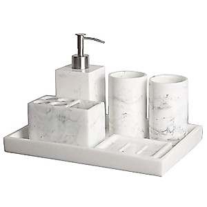WYKDD Six-Piece Set Bathroom Supplies Set Bathroom Set Wash Set Resin Mouthwash Cup Toothbrush Holder Set