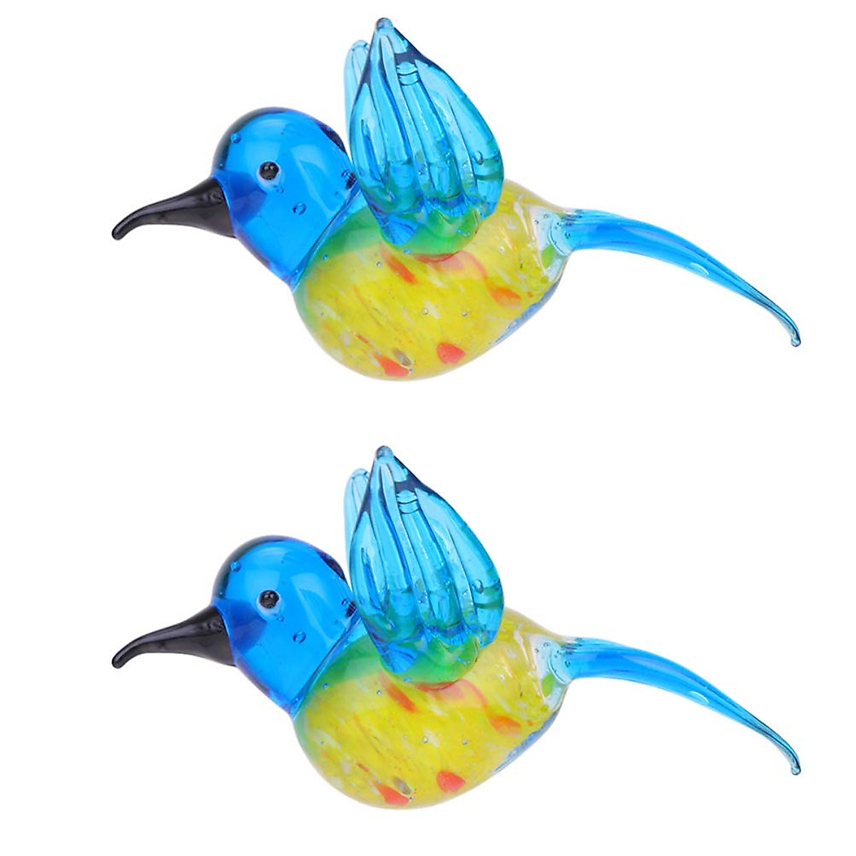 YARNOW 2Pcs Glass Hummingbird Ornaments Crystal Animal Ornament Collection for Home Garden Office Desktop Decoration