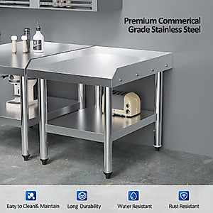 ROVSUN Stainless Steel Equipment Stand 24" L x 30" W x 26" H with Adjustable Undershelf, NSF Commercial Heavy Duty Work Table & Grill Stand Table for Restaurant, Home and Hotel Kitchen