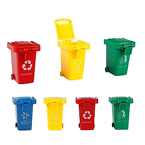 AITING Kids Push Toy Vehicles Garbage Truck's Trash Cans Toys Mini Curbside Vehicle Garbage Bin