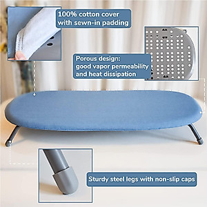 VividPaw Small Ironing Board Tabletop 12" x 32", Lightweight Portable Travel Iron Board, Foldable Mini Ironing Board for Countertop, Small Spaces, Laundry Rooms and Dorms