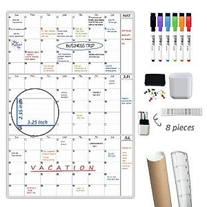 Dry Erase Wall Calendar 3 Month Calendar - Blank Undated Reusable Quarterly Calendar - Whiteboard Premium Laminated Poster - Laminated Office Jumbo 38x26 Inches Wall Calendar (Vertical)