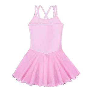 BAOHULU Girl's Skirted Leotards Camisole Cartoon Ballet Dance Tutu Dress B188_Pink_XL