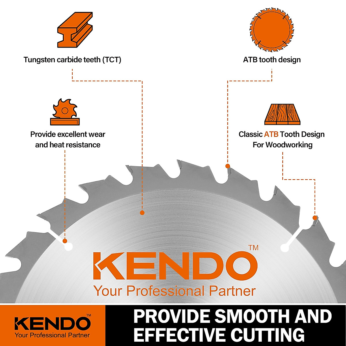 KENDO 2-Pack 10 Inch 40T&60T Carbide-Tipped Circular Saw Blade with 5/8 Inch Arbor, Professional ATB Finishing Woodworking Miter/Table Saw Blades for Plywood, Laminate, Ripping Wood