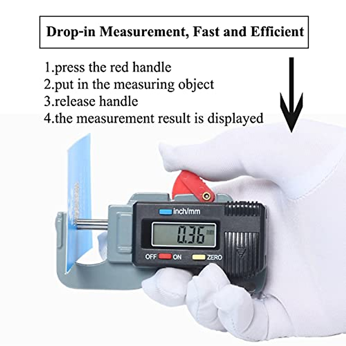 Digital Thickness Gauge, Mini Horizontal Electronic Thickness Meter Micrometer, 0-12.7mm Range, 0.02mm Accuracy, 0.01mm Resolution, for Paper, Jewelry, Pearl, Leather
