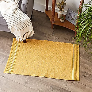 DII Variegated Recycled Yarn Modern Edge Stripe, 2x3', Honey Gold