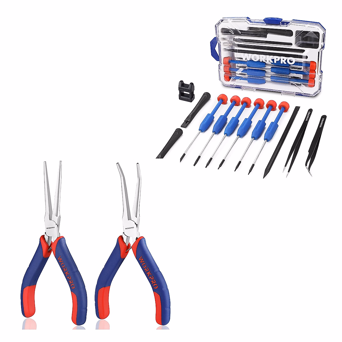 WORKPRO 12 in 1 Torx Screwdriver Set & WORKPRO 2-Piece 6" Mini Needle Nose Pliers Set