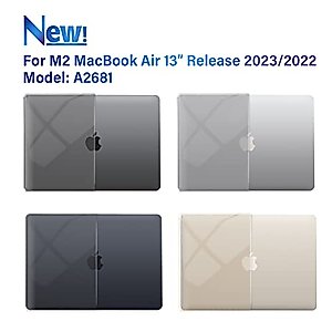 IBENZER Compatible with M2 2023 2022 MacBook Air 13 inch case, Model A2681, Hard Shell Case & Keyboard Cover & Screen Film& Type-C Adapter for New M2 Mac Air 13.6 in, Crystal Clear, AT13-KK-CYCL+2TC