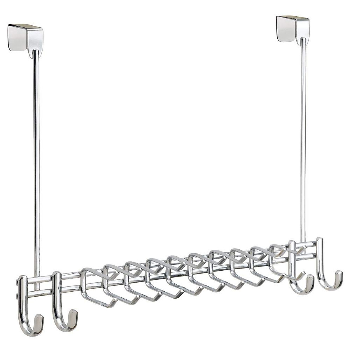 mDesign Over the Door Closet Organizer Rack for Ties, Belts - 24 Hooks, Chrome