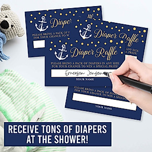 Hadley Designs 25 Baby Shower Diaper Raffle Tickets For Baby Shower Games To Play - Nautical Baby Shower Games Gender Neutral, Diaper Raffle Cards, Baby Raffle Tickets, Baby Shower Invitation Inserts