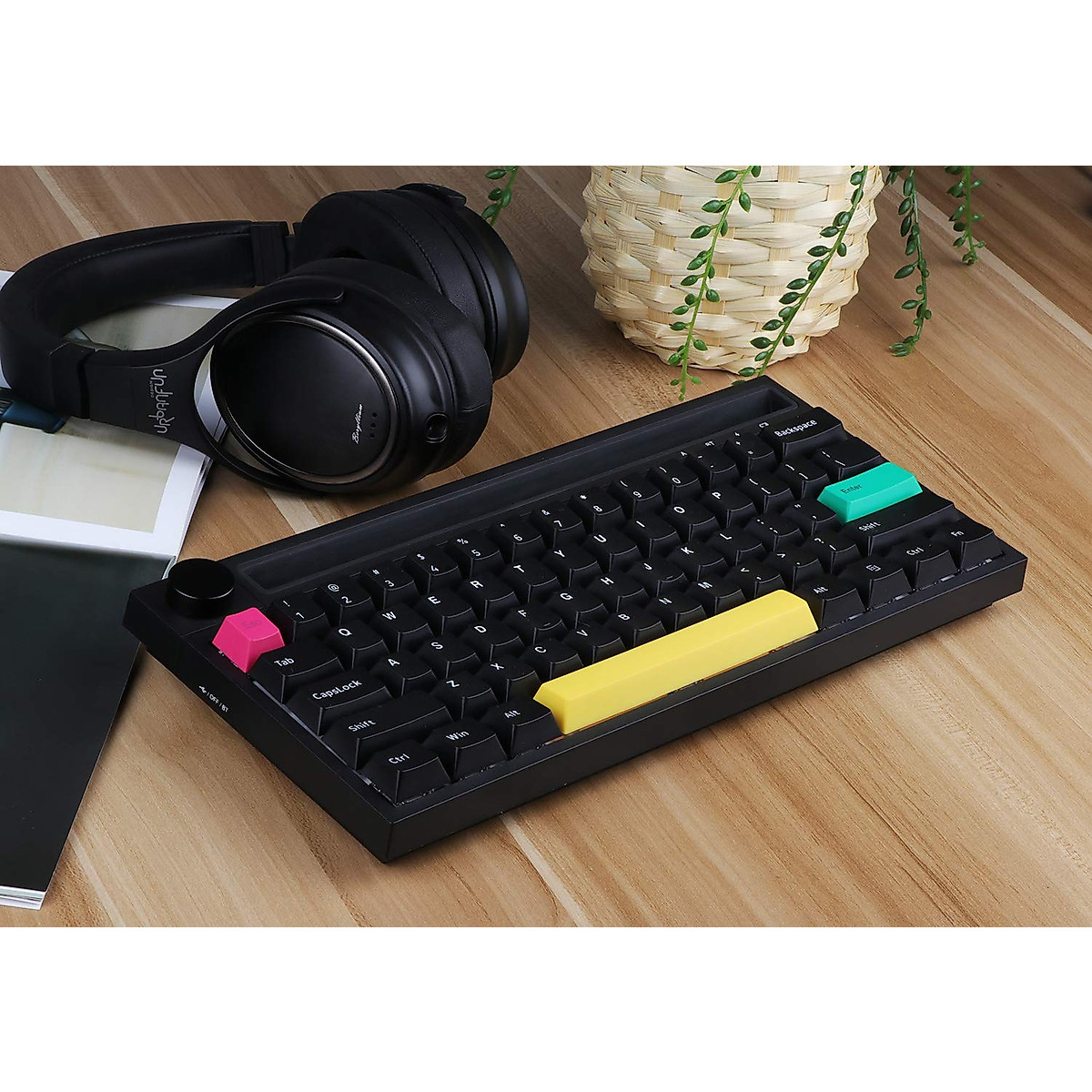 EPOMAKER Ajazz K620T 60% RGB Bluetooth Wireless Wired Mechanical Keyboard with 4400mAh Battery, PBT Keycaps, Wheel Volume Button for MacOS/Windows/iOS/Android (Ajazz Blue Switch, Black)