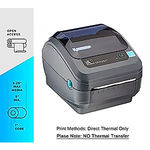 ZEBRA GK420D Direct Thermal Only Desktop Printer - USB and Ethernet Connectivity, 203 dpi, 8 IPS, 4.09" Max Print Width, Monochrome Barcode Label Printer, Grey - GK42-202210-000 YKGAV