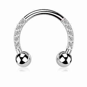 Melighting Titanium Septum Rings G23 Septum Jewelry Nose Rings Hoop 16G Clear CZ Horseshoe Daith Earrings Helix Earrings Tragus Piercing Jewelry Body Piercing Jewelry Women Men