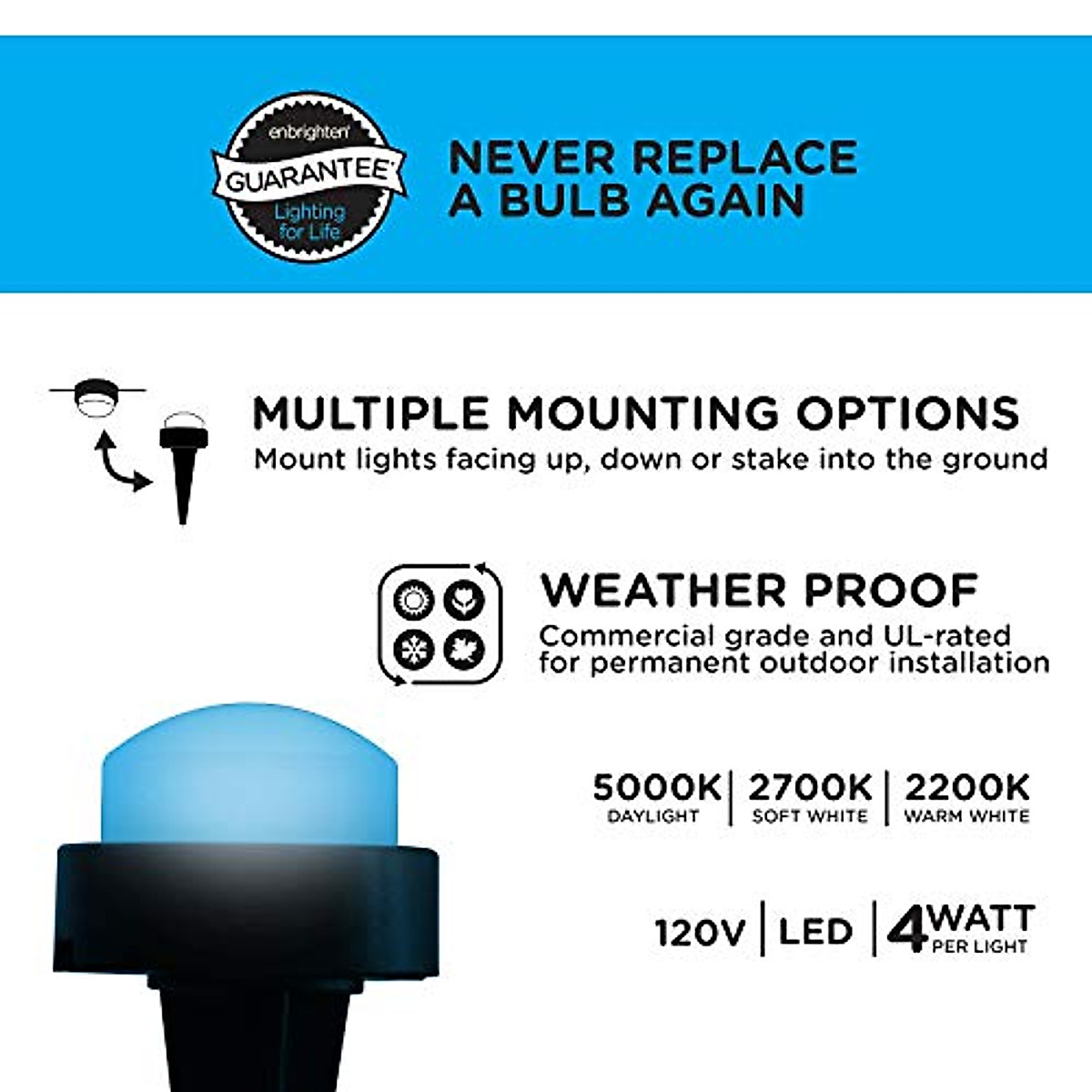 Enbrighten LED Mini Ground Lights, 36 Mini Path Lights, 92ft, Color Changing, Remote Control, Outdoor Path Lighting, 41357