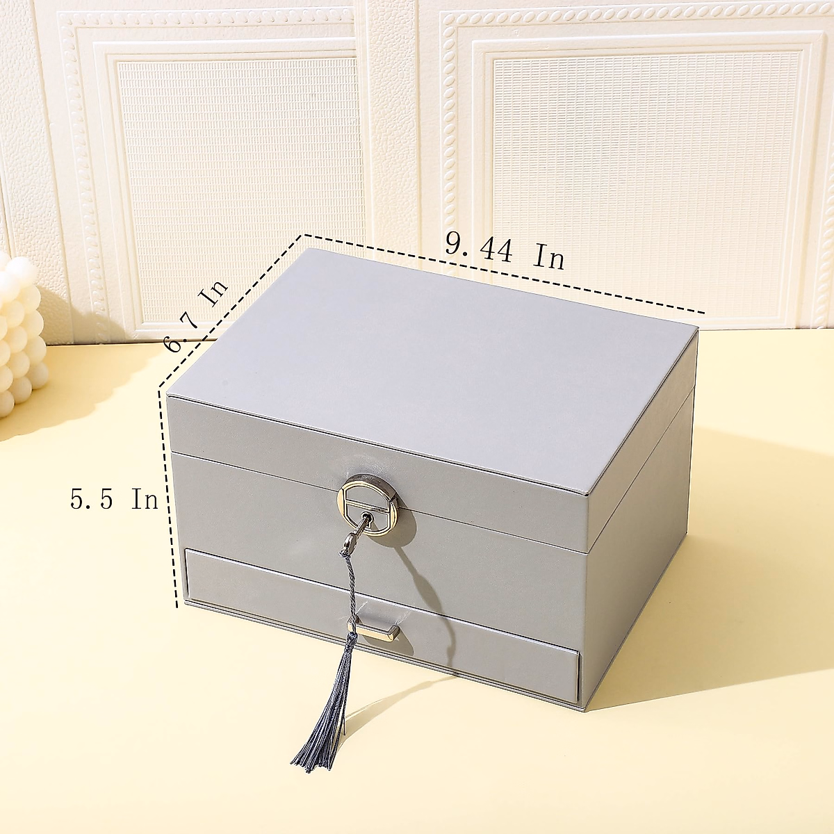 BOOVO Earring Jewelry Box For Women Girl Stud Organizer, 5 Layers Girl Jewelry Organizer Box With Lock Earring Holder Organizer Necklace Ring Jewelry Organizer Box For Girls (grey)