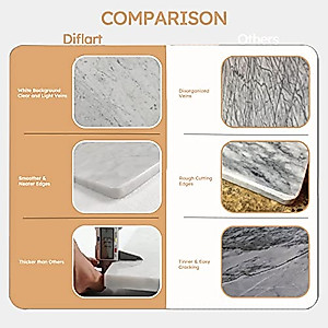 Diflart Natural Marble Pastry White Cheese And Cutting Serving Board with Non-Slip Feet 16x20 Inch Carrara Bianco Christmas | Thanksgiving Gift