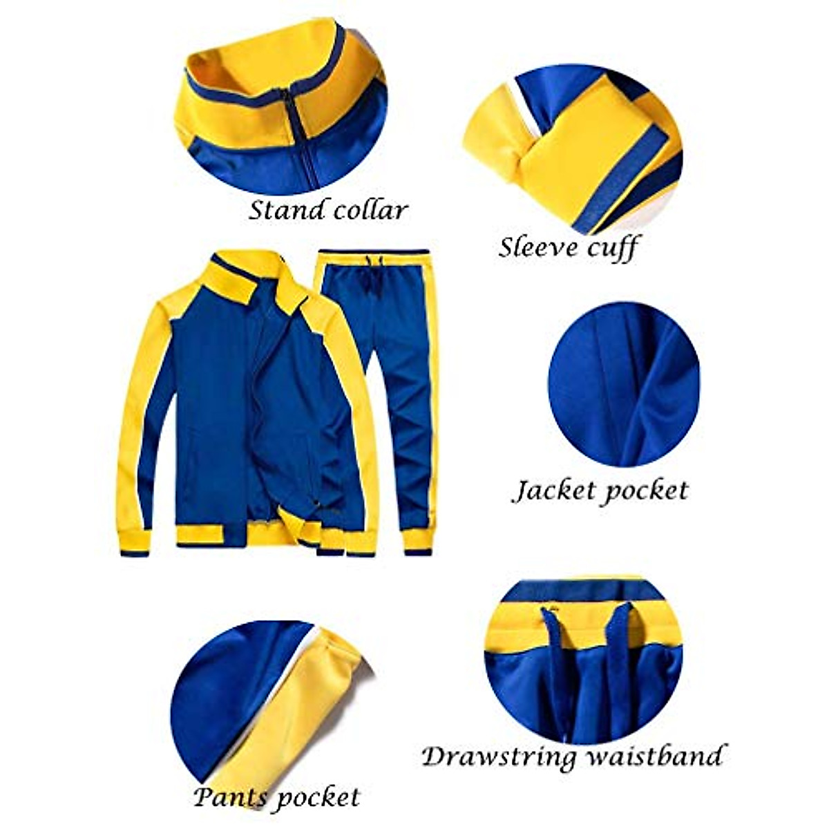 Litteking Men's Tracksuits Sweat Suit Casual Long Sleeve 2 Piece Outfit Sports Jogging Suits Set Black L