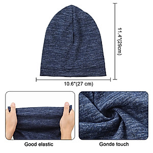 6 Pieces Satin Lined Sleep Cap Slouchy Beanie Slap Hat Night Hair Wrap Caps for Women Girls, One Size (Black, Navy Blue, Khaki, Army Green, Wine Red, Dark Grey)