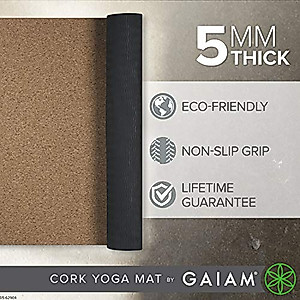 Gaiam Yoga Mat Cork - Great for Hot Yoga, Pilates (68-Inch x 24-Inch x 5mm Thick)