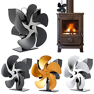 Saycker 5-Blade Fire Fans Heat Powered Stove Fan for Fireplace Wood/Log Burner/Fireplace Increased Efficiency(Black)