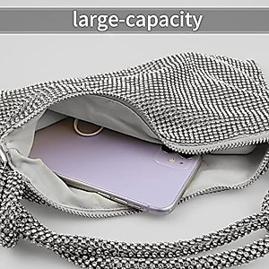 Women Rhinestone Purse Sparkly Hobo Bag Crystal Clutch Purses Shiny Handbag Shoulder Bags for Party Evening Prom Wedding