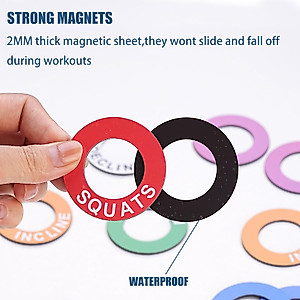 Power Squat Rack Barbell Magnetic Position Markers Reminders Label for Home Gym & Garage Gyms,Squat Rack Magnets identifier Rings for Power Rack J-Cup (Inner Circle Diameter 0.75inch)