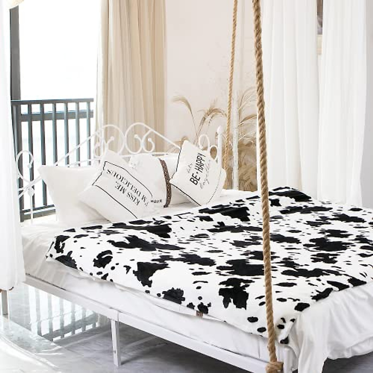 Cow Print Blanket Soft Fleece Flannel Lightweight Throw Dog Blankets Warm Plush Cute Brown Cow Throw Blanket Sofa Couch Bed Camping Travel Cow Bedding Boys Girls Pet Adults 50x60 inch