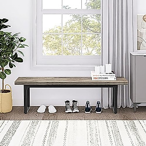 STHOUYN 59” Dining Bench Pair of 2 for 6-8 Person, Farmhouse Indoor Kitchen Table Benches, Bed Bench, Industrial Shoe Bench, Entryway Benches (Grey 2pcs)