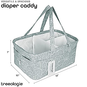 Baby Diaper Caddy Organizer Basket for Nursery Changing Table - Car Storage Bin Tote Bag for Nappy, Diapers, and Wipes - Newborn Registry Shower Gift for Girl and Boy Must Haves - Travel Bin (Gray)
