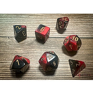 Gemini Polyhedral 7 Die Set, Black/Red/Gold by Chessex
