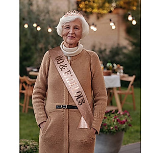 Tihebax 60th Birthday Sash and Tiaras for Women, 60th Birthday Decorations Women Fabulous Sash and Crown for Women 60 & Fabulous Birthday Gifts for Happy 60th Birthday Party Favor Supplies (Rose Gold)