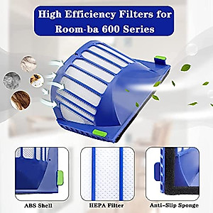 FETIONS Replacement Parts fit for i-Robot Room-ba 600 Series 614 618 620 630 640 650 660 675 680 685 690 692 694 695 Vacuum Cleaner Replenishment Kit- Includes 3 Filter, 3 Side Brush &1 Bristle Brush