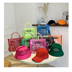 Twjimo Oversized Beach Bag, Transparent PVC Tote Bag, Outdoor, Beach, Pool, Mesh Beach Bag, Waterproof Beach Bag (10.6x8.2x4.1,pink)