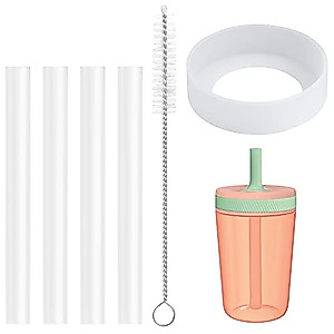Replacement Straws Compatible with Zak 15 oz Tumbler Cup-Zak Kids Water Bottle Straw Replacement-Accessories Set Include 4 BPA-FREE Straws and 1 Straw Cleaning Brush and 1 Silicone Boot(15OZ)