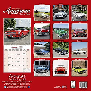 Classic Car Calendar - Muscle Car Calendar - American Muscle Cars Calendar - Calendars 2020 - 2021 Wall Calendars - Car Calendar - American Classic Cars 16 Month Wall Calendar by Avonside