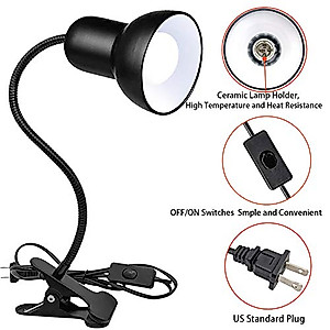 Desk lamp, 360°Rotation Clip on Lamp, Clip On Reading Light, Gooseneck Lamp-On Cable, Portable Clip on Light/Reading Book Light/Clamp Light, Eye-Caring Study clamp for Bedroom Office Home Lighting