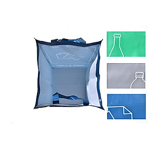 NYS CLOUD Reusable Recycling Bin Bags, 3-Pack Indoor and Outdoor Separate Waste Sorting Organizer Compartment Container, Waterproof Recycle Bins for Kitchen Home Office