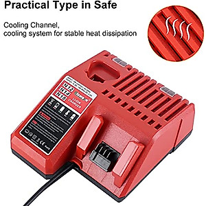 Swidan M12 & M18 Li-ion Battery Charger Replacement for Milwaukee M18 M12 XC 12V-18V 48-11-2420 48-11-2440 48-11-1820 48-11-1840 48-11-1850 48-11-2401 48-11-1890