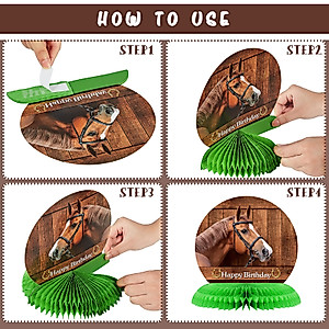 29 Pieces Horse Party Decorations Horse Birthday Banners Horse Hanging Swirls Hanging Cards Cupcake Toppers Honeycomb Centerpiece for Birthday Party Supplies